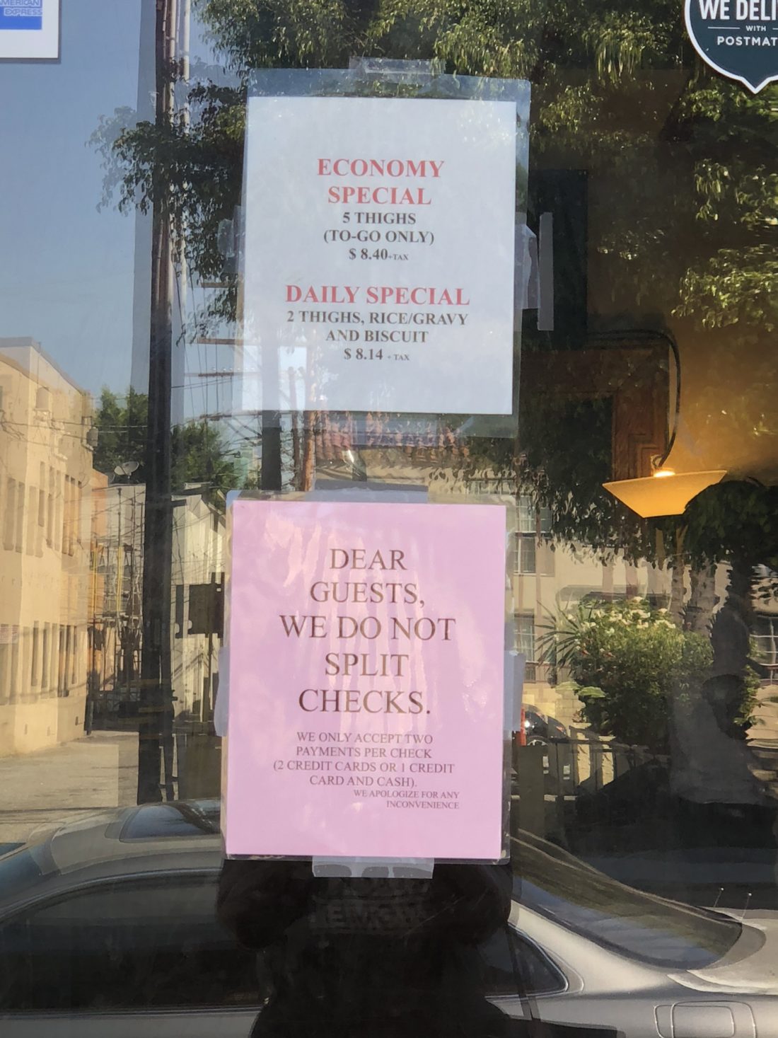 No Split Checks - Cruzan Foodie